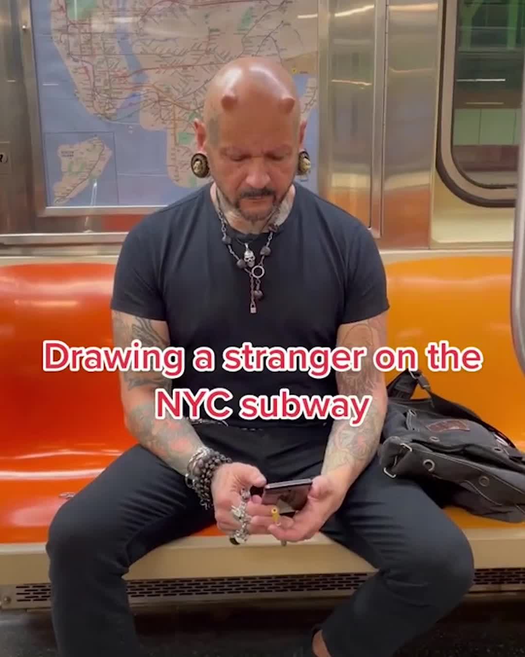 Guy Draws People On Subway