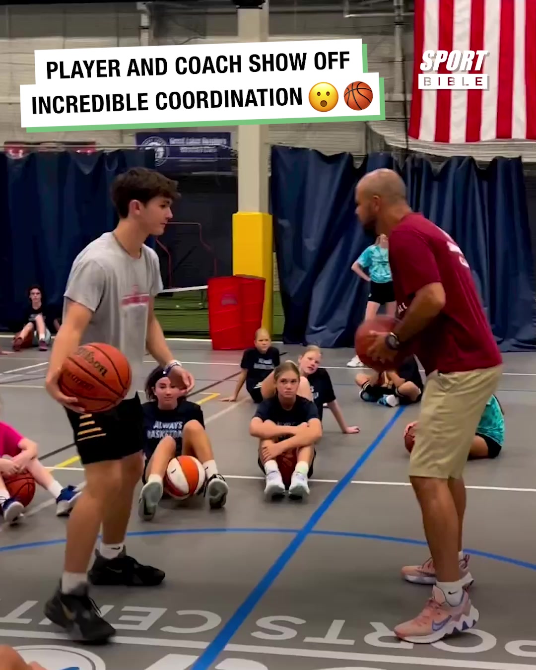 LADbible Video hub - Player And Coach Show Off Incredible Coordination 😮🏀