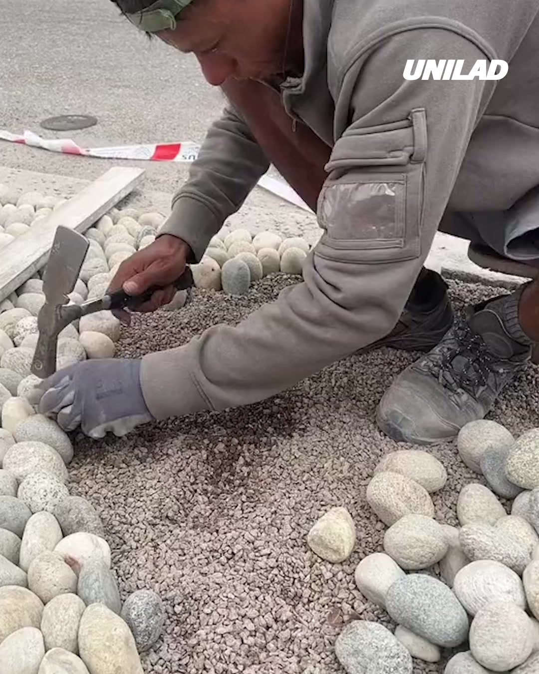 LADbible Video hub - Installing paving made from pebbles